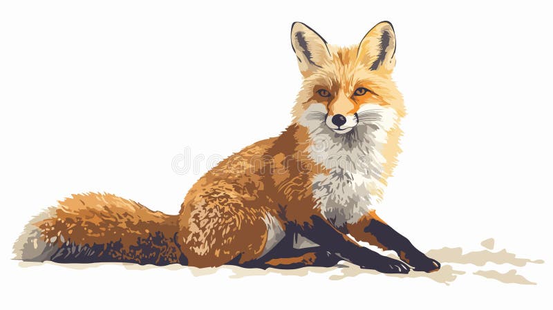 Vector of a Sitting Fox, Flat Minimalist Style Stock Vector - Illustration of sitting, simple ...