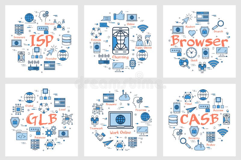 Six Banners - ISP, Chatting, Browser Stock Vector - Illustration of ...