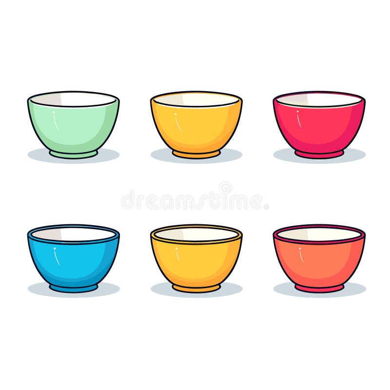 Vector of Six Colorful Bowls in a Modern and Minimalistic Style Stock ...