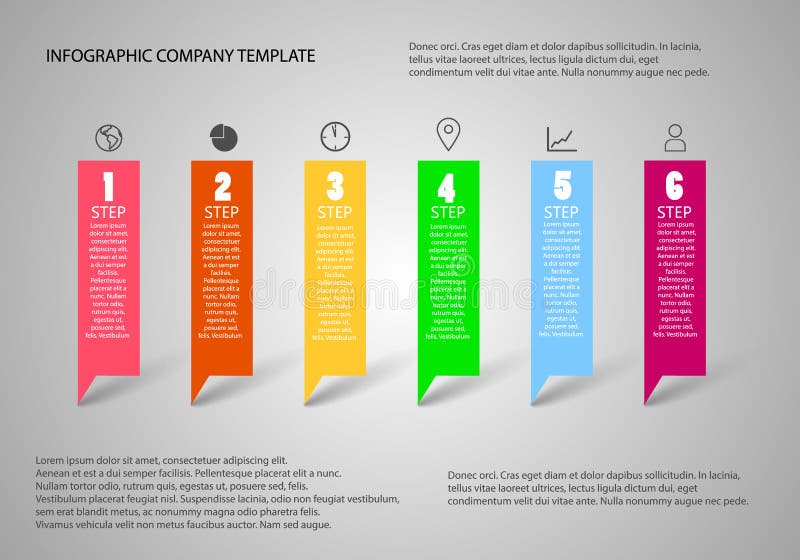 Vector Six Steps Infographic with Inforamtion Icons Stock Illustration ...