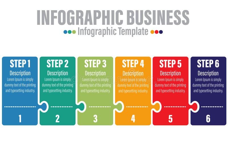 Vector Six 6 Steps, Six 6 Option Puzzle Box Messenger Style Timeline ...
