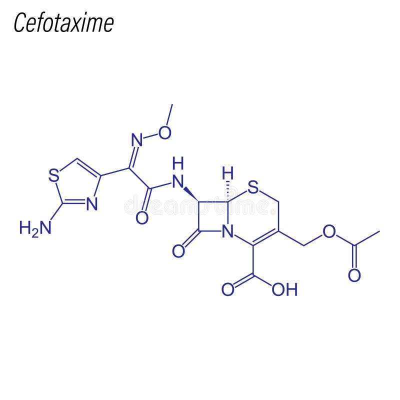 Vector Skeletal Formula of Cefotaxime. Drug Chemical Molecule Stock ...