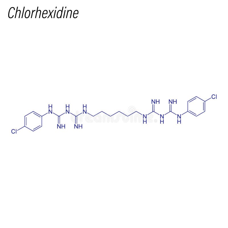 Vector Skeletal Formula of Chlorhexidine. Antimicrobial Chemical Stock ...