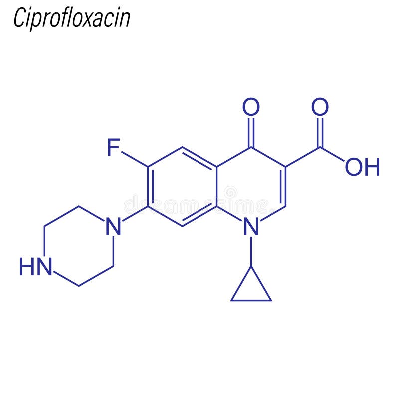 Vector Skeletal Formula of Ciprofloxacin. Drug Chemical Molecule Stock ...