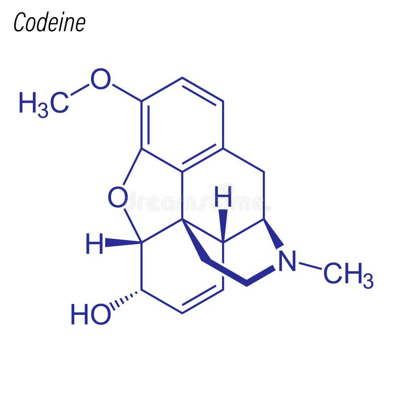 Vector Skeletal Formula of Codeine. Drug Chemical Molecule Stock ...