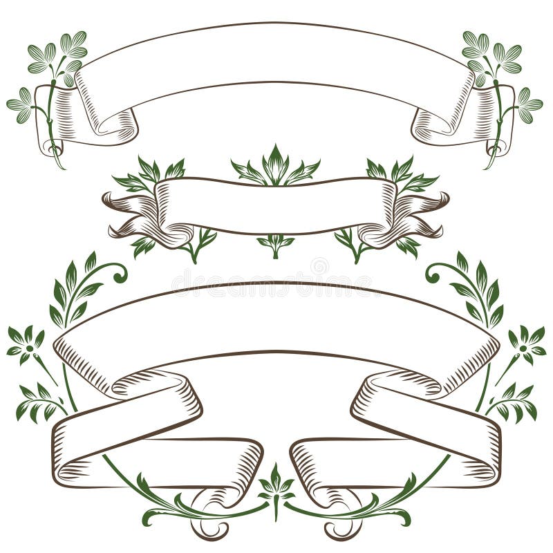 Vector Sketch - Banner in the Leaves of Plants in Different Versions ...