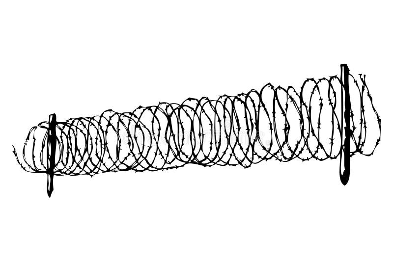 Vector Sketch of Barbed Wire Gate Stock Vector - Illustration of fence ...