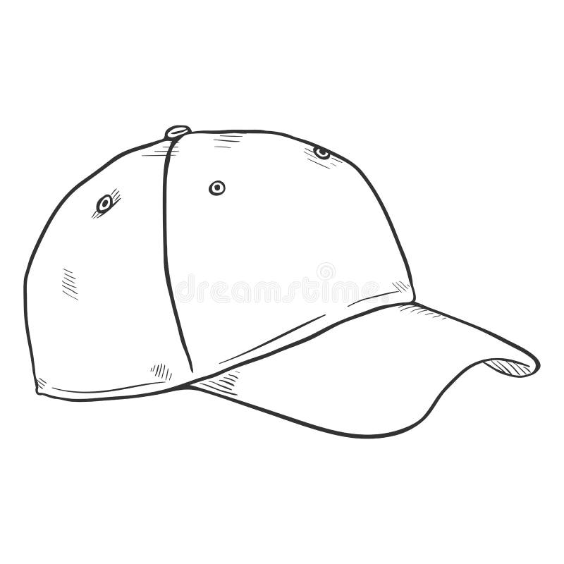 Vector Sketch Blank Baseball Cap Stock Vector - Illustration of outline ...