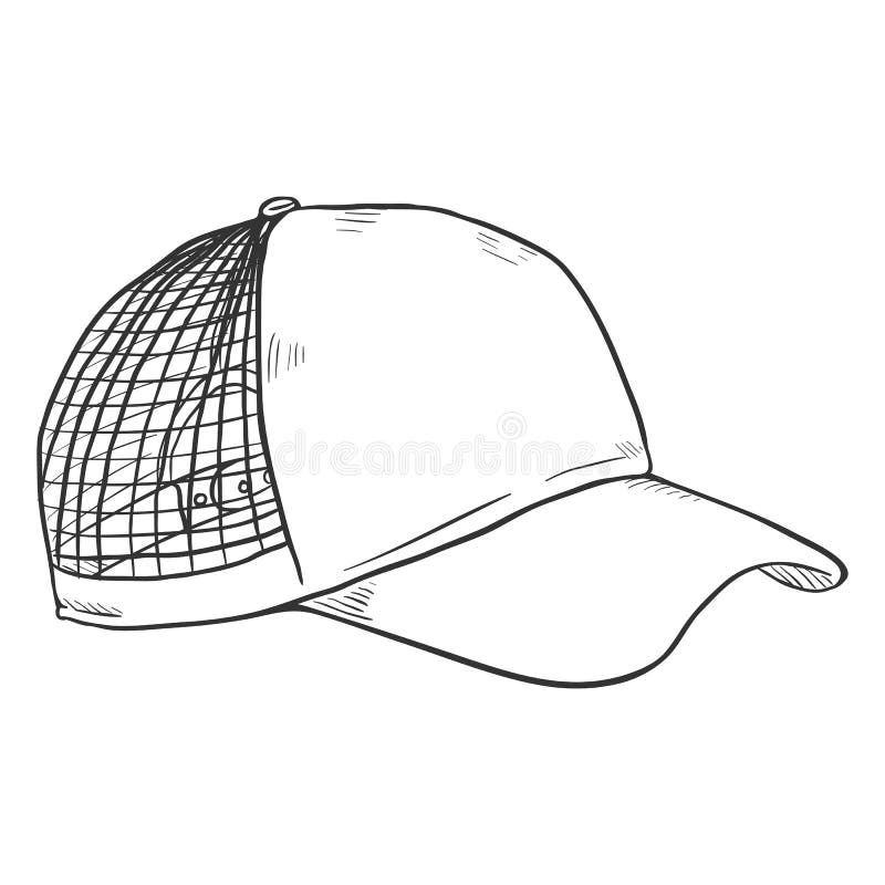 Vector Sketch Blank Net Cap Stock Vector - Illustration of blank ...