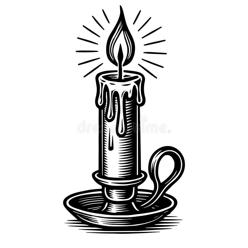 Vector Sketch of a Candlestick in Hand-drawn Ink Style. for Tattoo or ...
