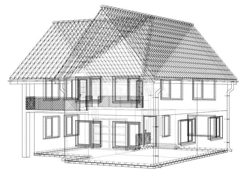 Vector Sketch of the Cottage with a Roof. Illustration Created of 3d ...