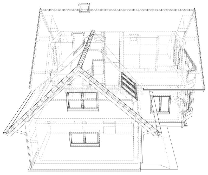 Vector Sketch of the Cottage with a Roof. Illustration Created of 3d ...