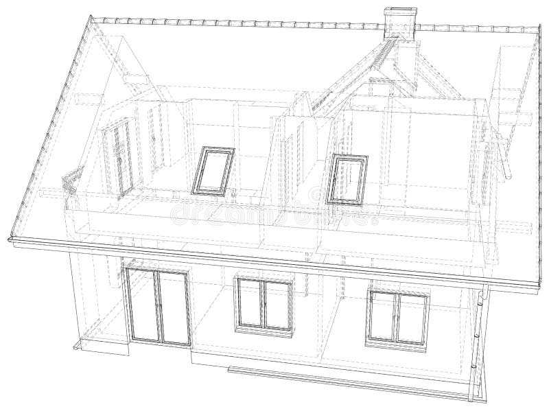 Vector Sketch of the Cottage with a Roof. Illustration Created of 3d ...