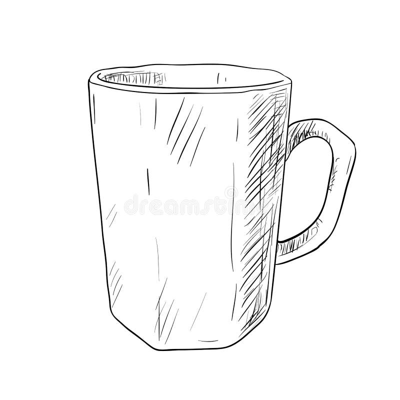 Vector sketch of cup stock vector. Illustration of black - 98571559