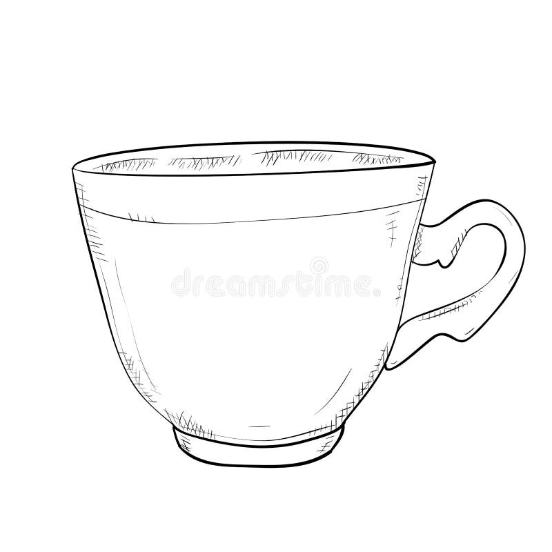 Vector sketch of cup stock vector. Illustration of drawing - 49458939