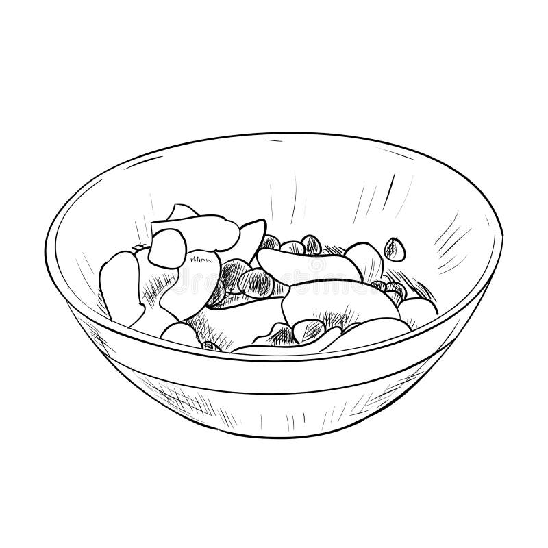 Vector Sketch of Dish with Food Stock Vector - Illustration of meal ...