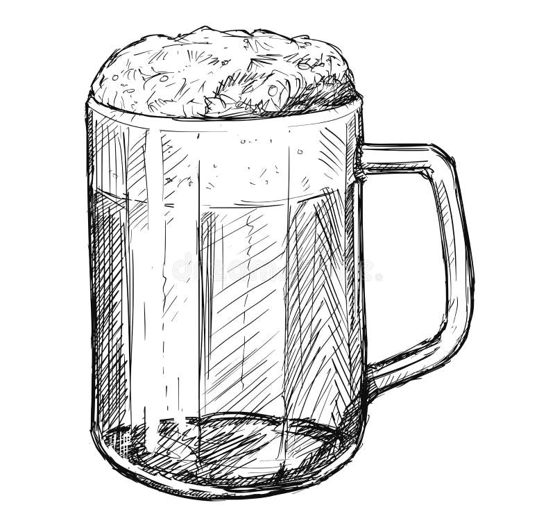 Vector Sketch Drawing Illustration of Beer Mug Stock Vector ...