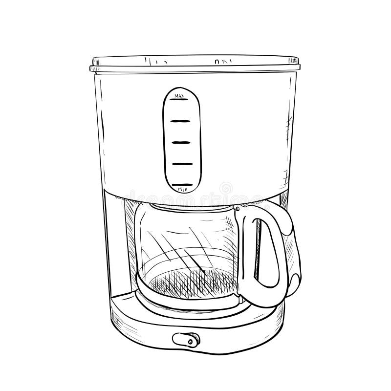 Vector Sketch of Electric Coffee Maker Stock Vector - Illustration of ...