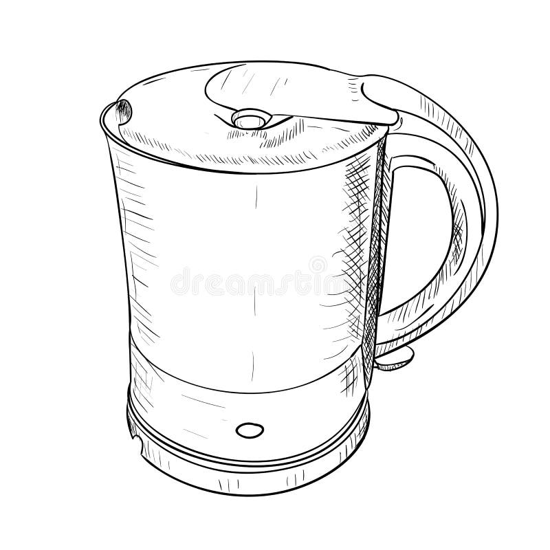 Vector Sketch of Electric Kettle. Stock Vector - Illustration of ...