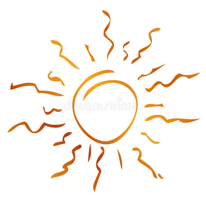Simple Vector Sketch, Golden Sun Burst and Circle Frame Stock Vector ...