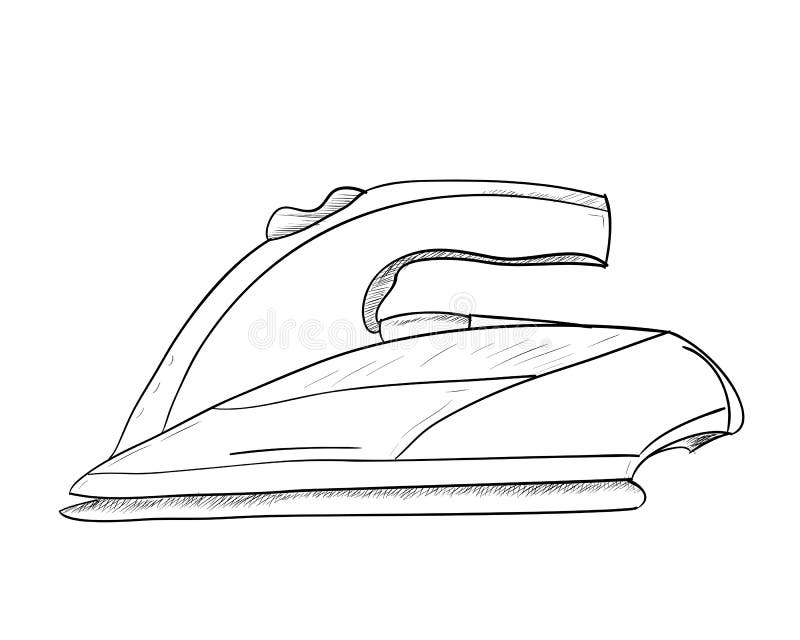 Vector Sketch Hand Drawn of Steam Iron Stock Vector - Illustration of ...