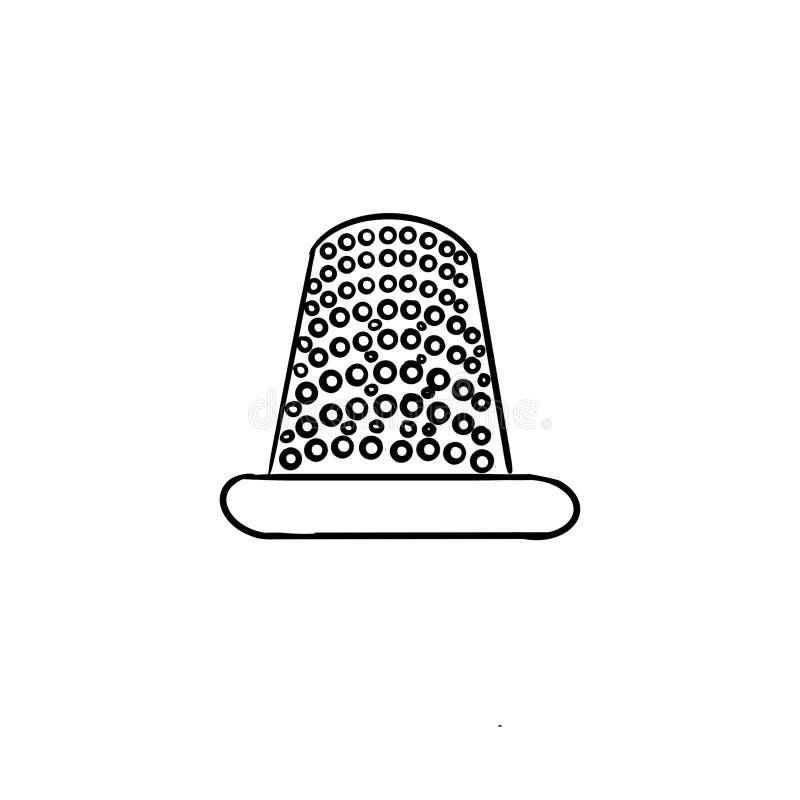 Vector Sketch Hand Drawn Thimble Silhouette, Line Art Stock Vector ...