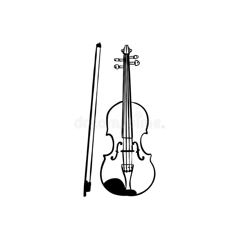 Vector Sketch Hand Drawn Violin Silhouette, Line Art Stock Vector ...