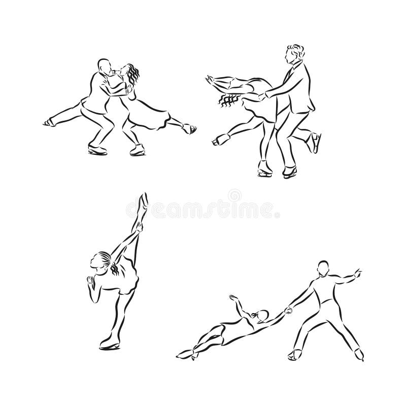 Vector Sketch Illustration Figure Skating , Ice Dance, Figure Skating ...