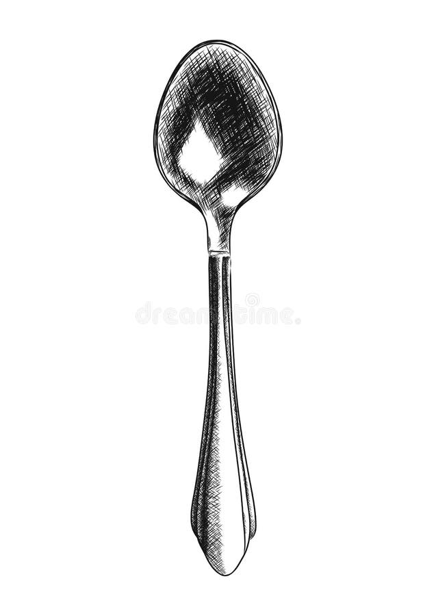 Vector Sketch Illustration of Silver Spoon Stock Vector - Illustration ...