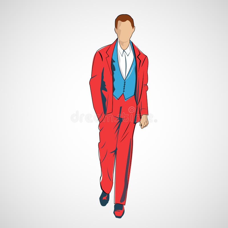 Vector Sketch Man in Fashion Clothes Eps Stock Vector - Illustration of ...