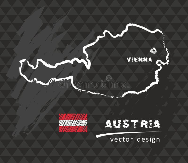 Austria Map, Vector Drawing on Blackboard Stock Vector - Illustration ...