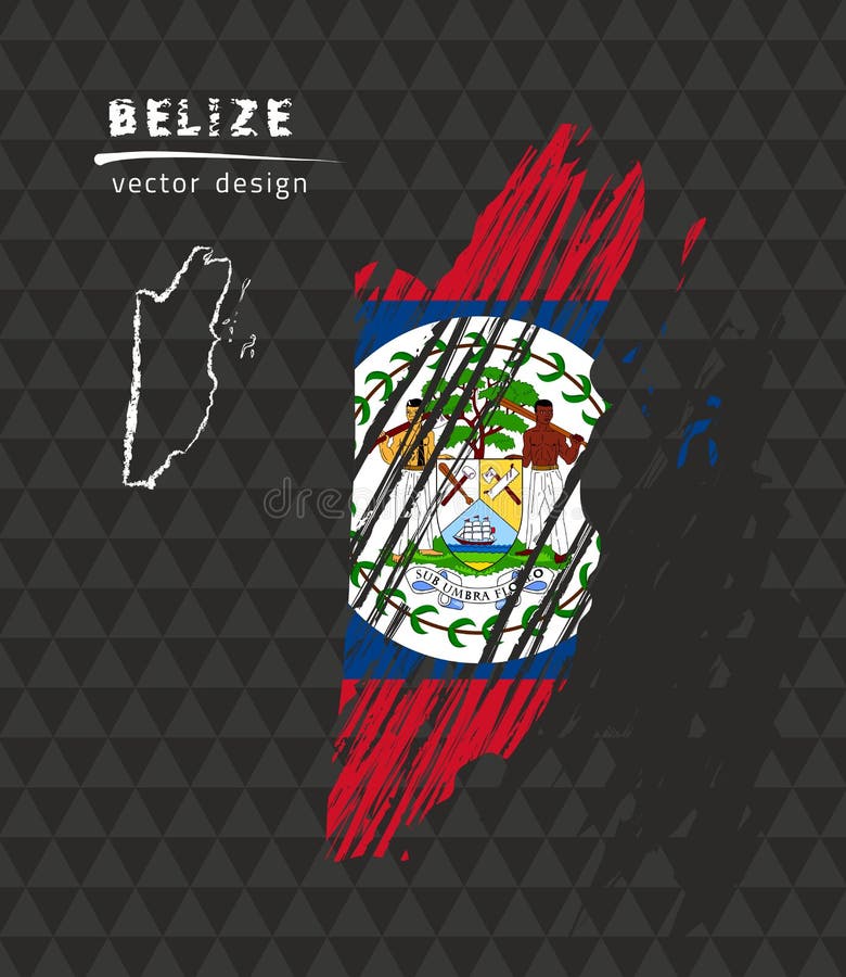 Belize National Vector Drawing Map on White Background Stock Vector ...