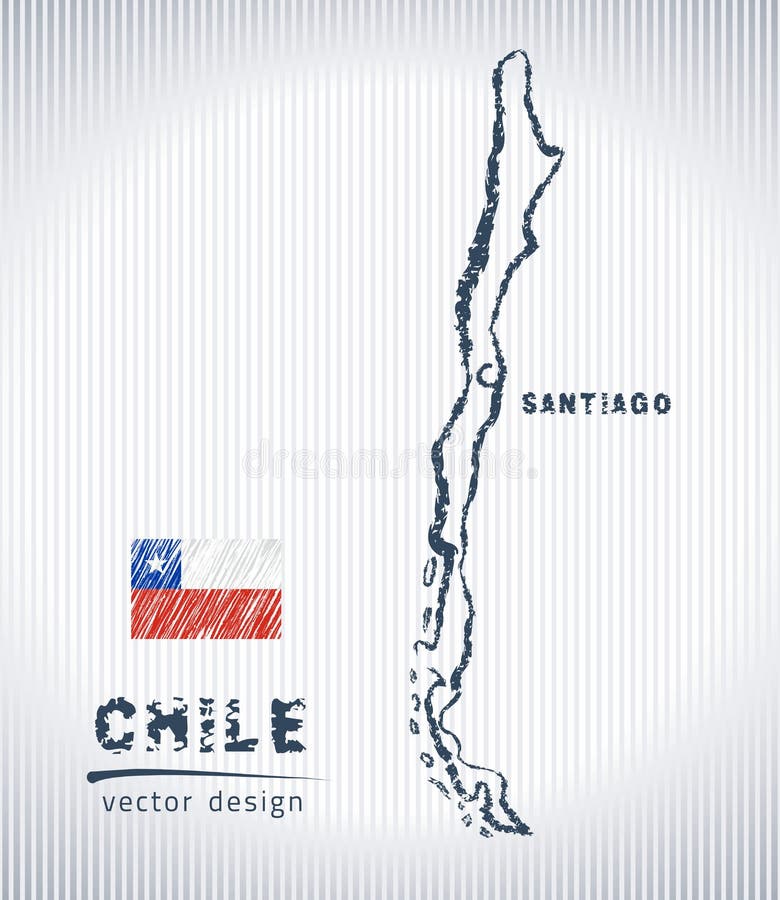 Map of Chile with Hand Drawn Sketch Pen Map Inside. Vector Illustration ...