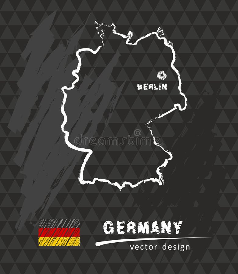 Germany Map, Vector Drawing on Blackboard Stock Vector - Illustration ...