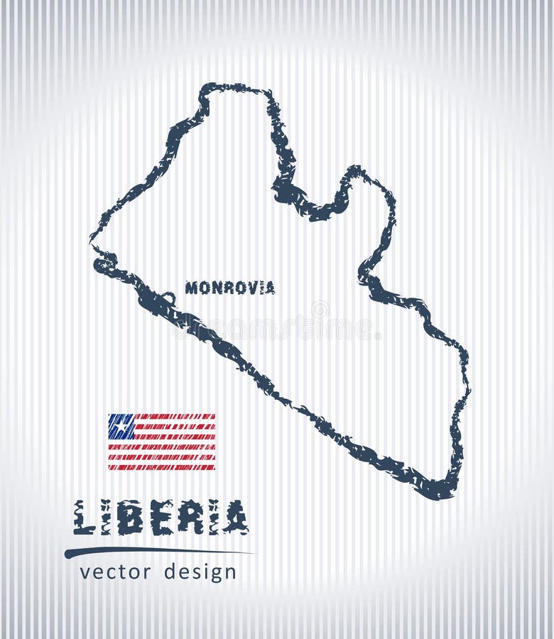 Liberia National Vector Drawing Map on White Background Stock Vector ... Liberia National Vector Drawing Map on White Background Stock Vector ...