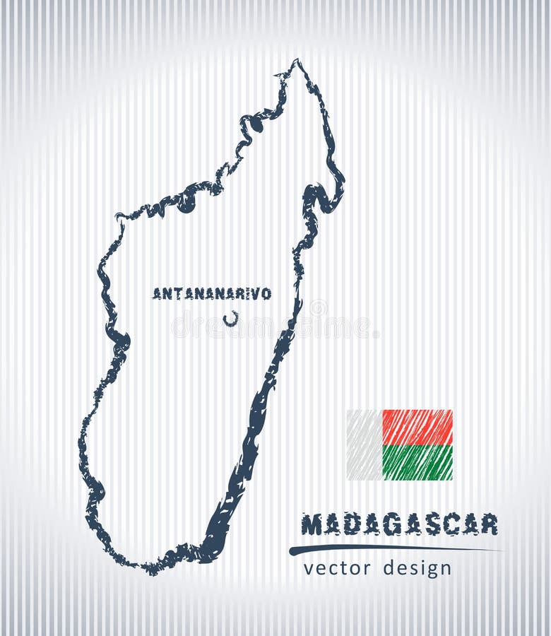 Map of Madagascar with Hand Drawn Sketch Pen Map Inside. Vector ...