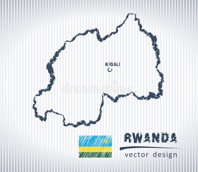 Rwanda Vector Chalk Drawing Map Isolated on a White Background Stock ...