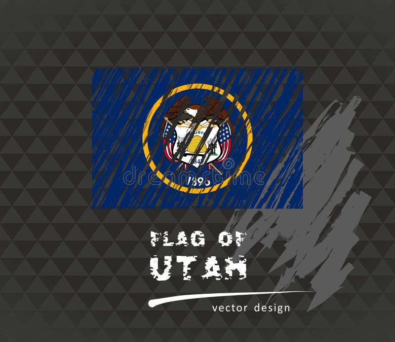 Utah Flag, Vector Sketch Hand Drawn Illustration on Dark Grunge ...