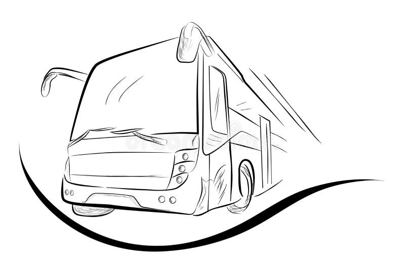 Sketch of Modern Big Bus, Low Angle Perspective Stock Vector ...