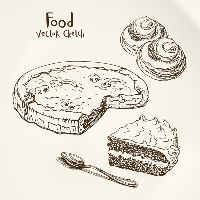 Vector sketch pastries stock vector. Illustration of cream - 105637067