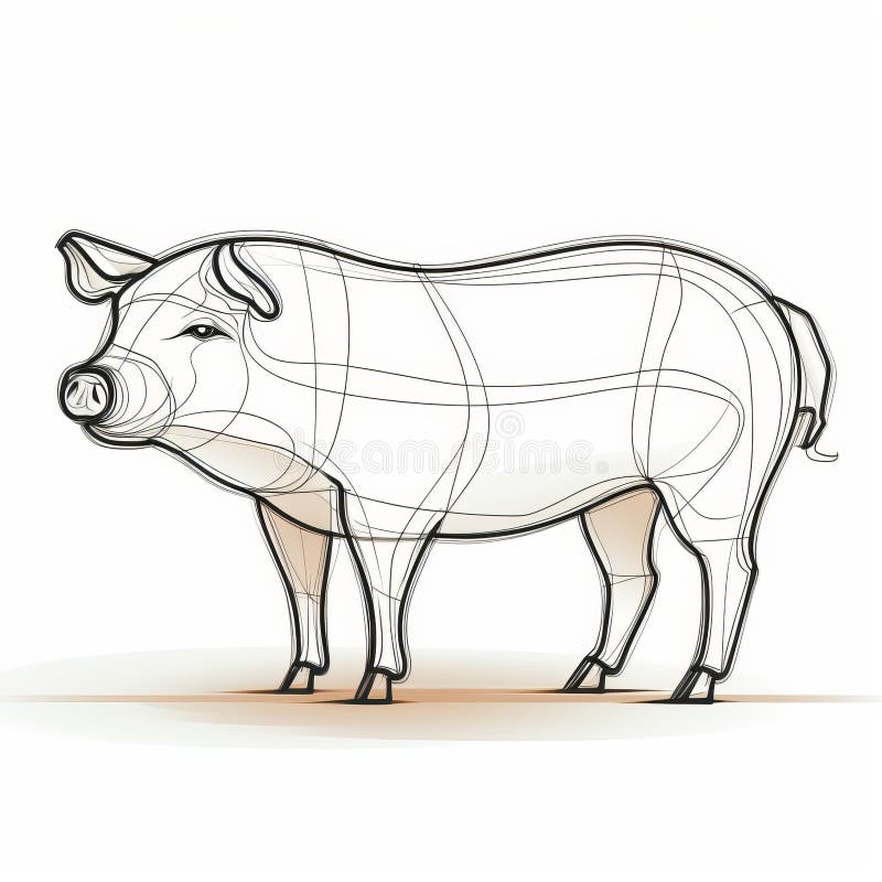 Gigantic Scale Continuous Line Pig Sketch on White Background Stock ... Gigantic Scale Continuous Line Pig Sketch on White Background Stock ...