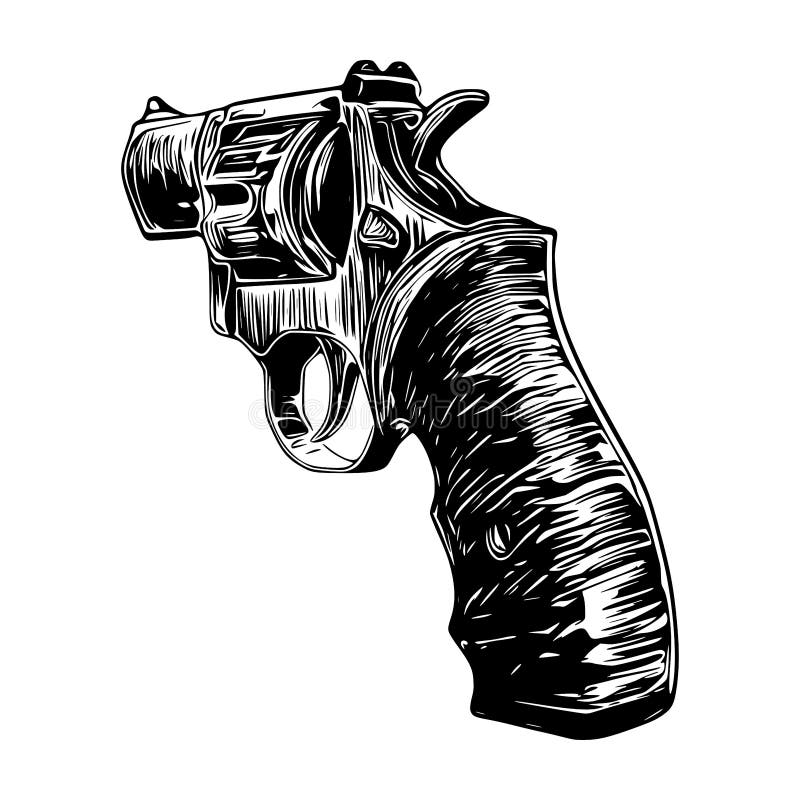 Vector Sketch of a Revolver Stock Vector - Illustration of danger ...