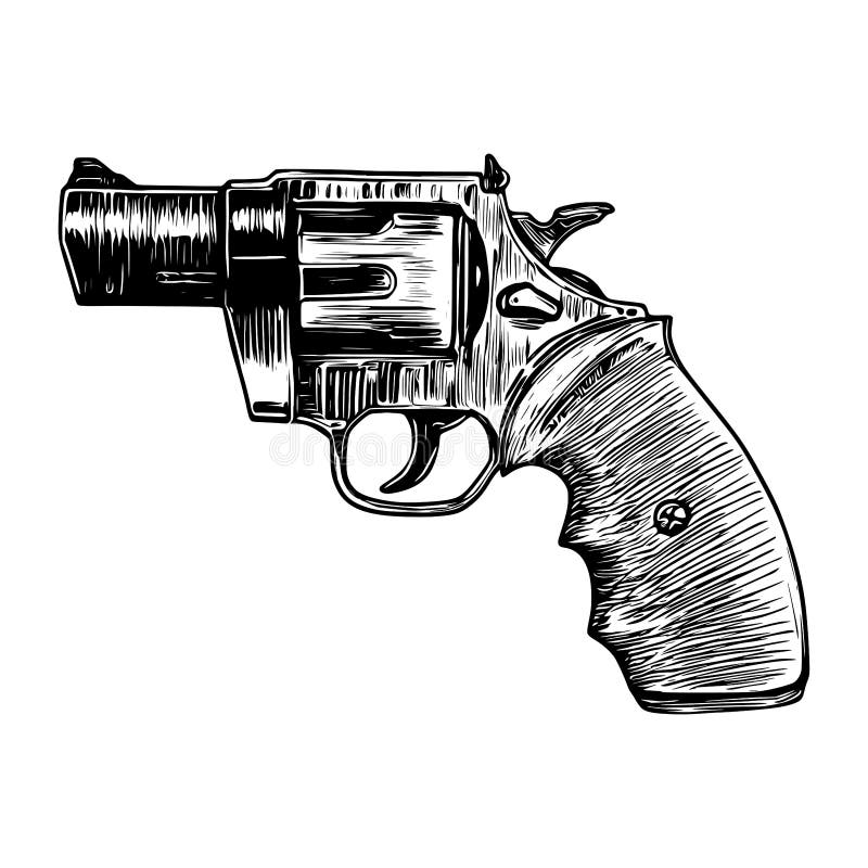 Western Revolver Sketch Stock Illustrations – 379 Western Revolver ...