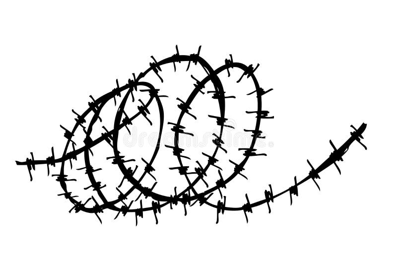 Vector Sketch of Seam Curl Barbed Wire Stock Vector - Illustration of ...