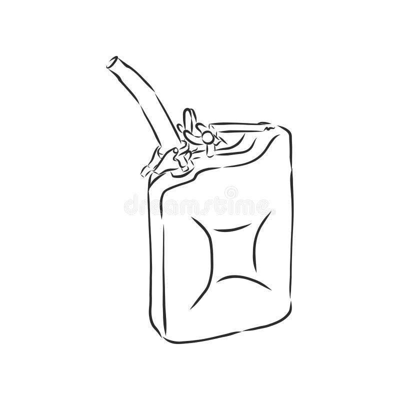 Vector Sketch Single Jerry Can, Fuel Canister, Vector Sketch ...