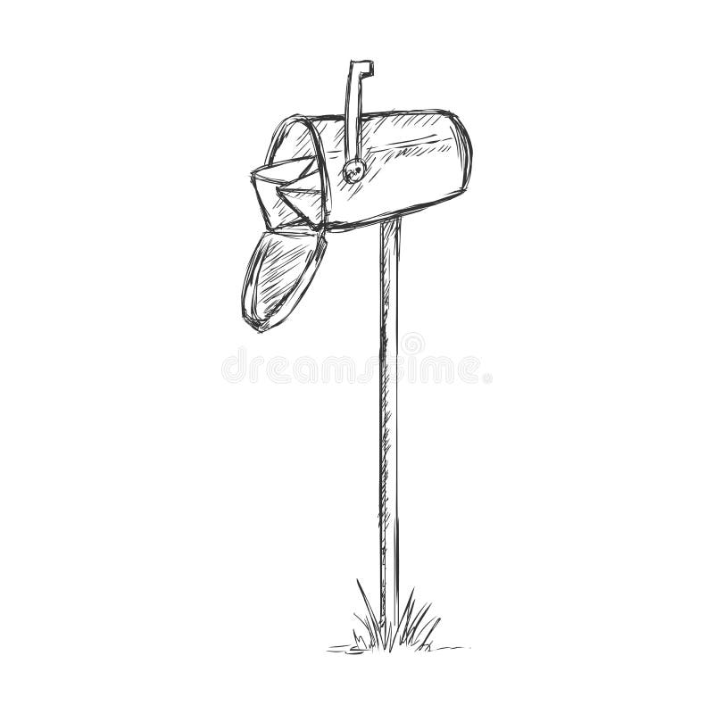 Generic Mailbox Image For Black And White Drawing Mailbox Vinyl Decal