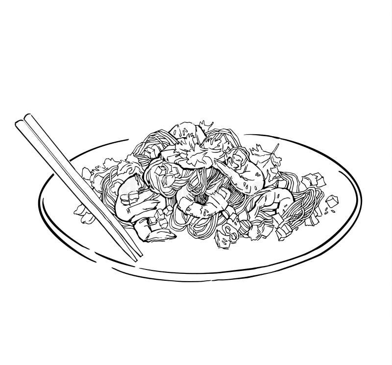 Vector Sketch of Spaghetti Plate. Isolated on White. Stock Illustration ...