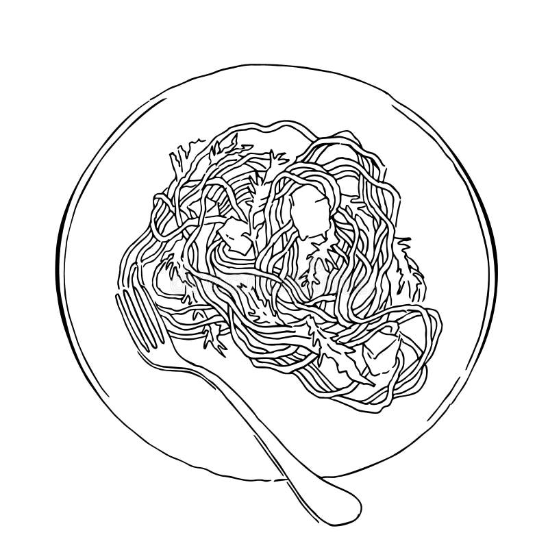 Vector Sketch of Spaghetti Plate. on White. Stock Illustration ...
