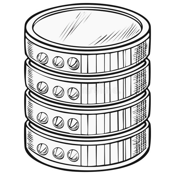 Vector Sketch of a Stacked Database Server Icon Representing Data ...