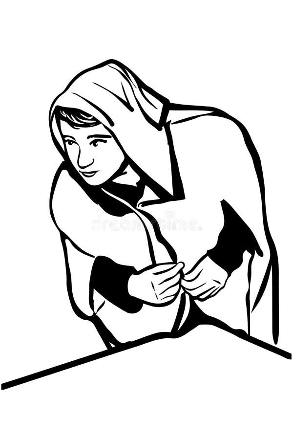 Vector Sketch of a Young Man in a Robe with a Hood Stock Vector ...
